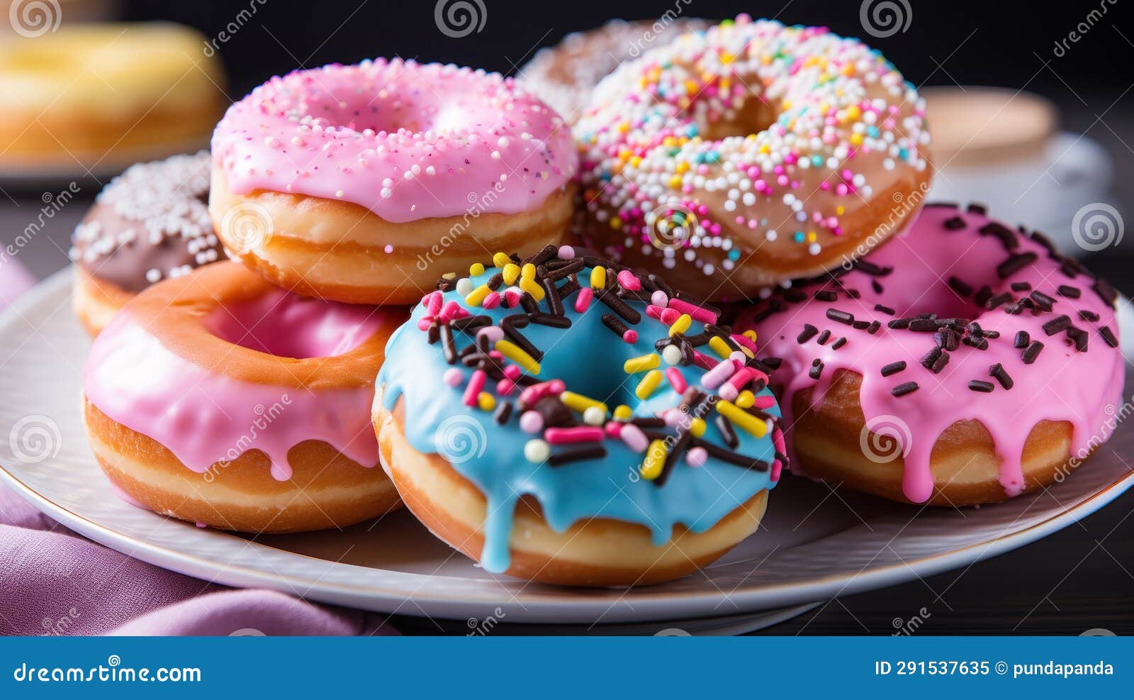 Multi-colored donuts stock image. Image of dough, glazed - 291537635