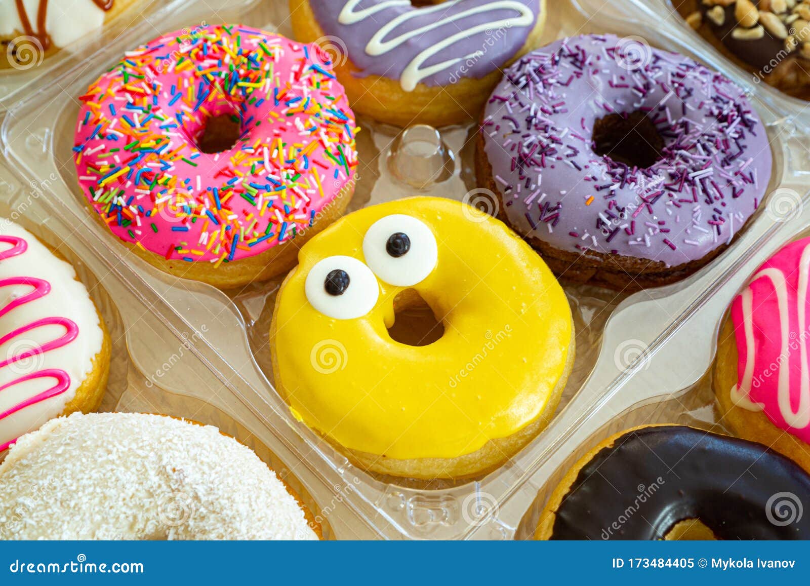 Multi-colored Donuts on the Table Happy Party Stock Image - Image of ...