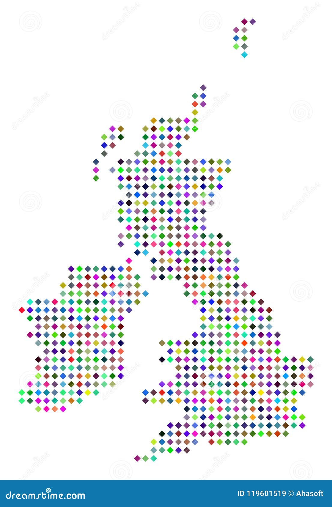 Multi Colored Dot Great Britain and Ireland Map Stock Vector ...