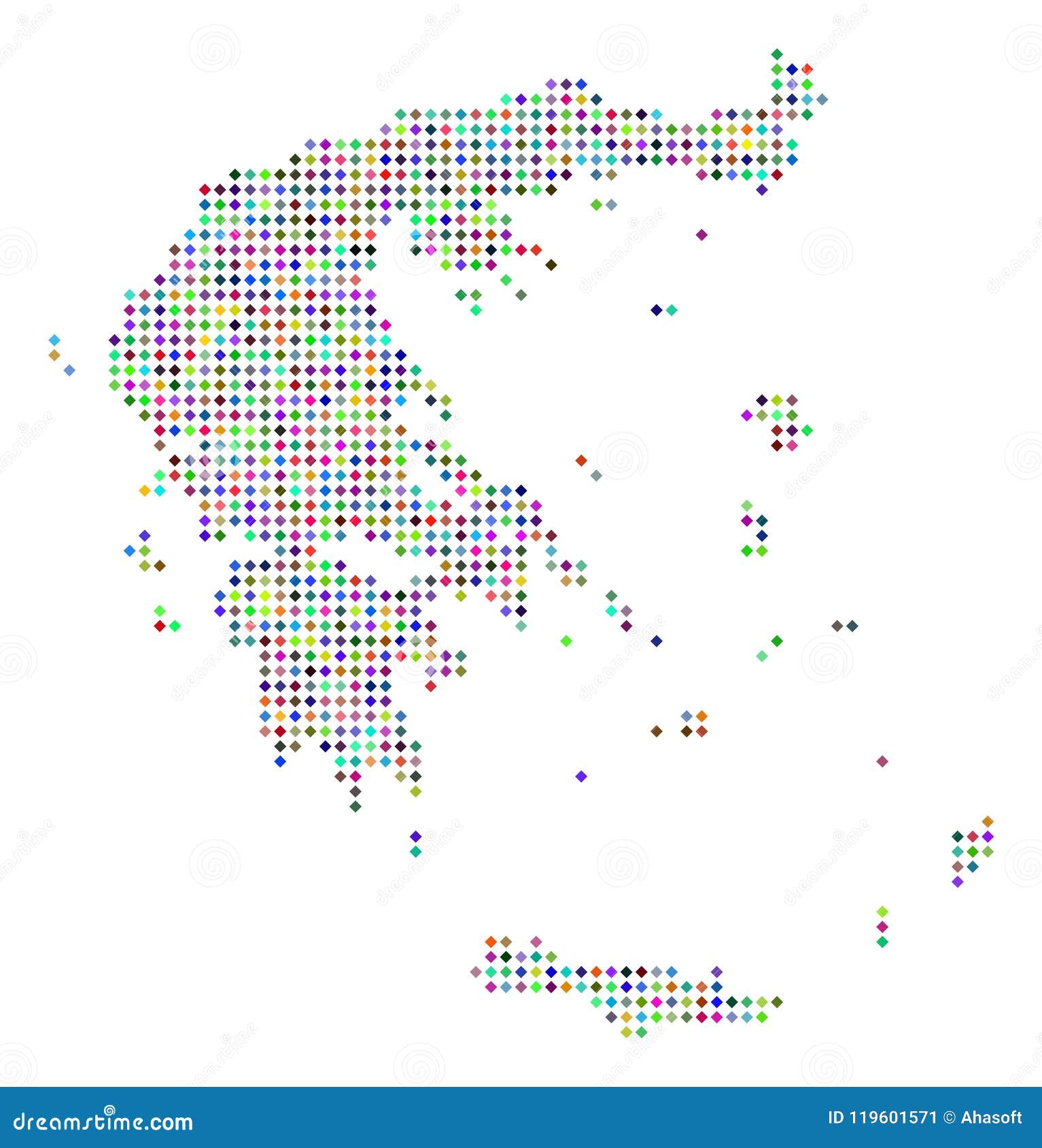 Multicolored Dotted Greece Map Stock Vector - Illustration of country ...