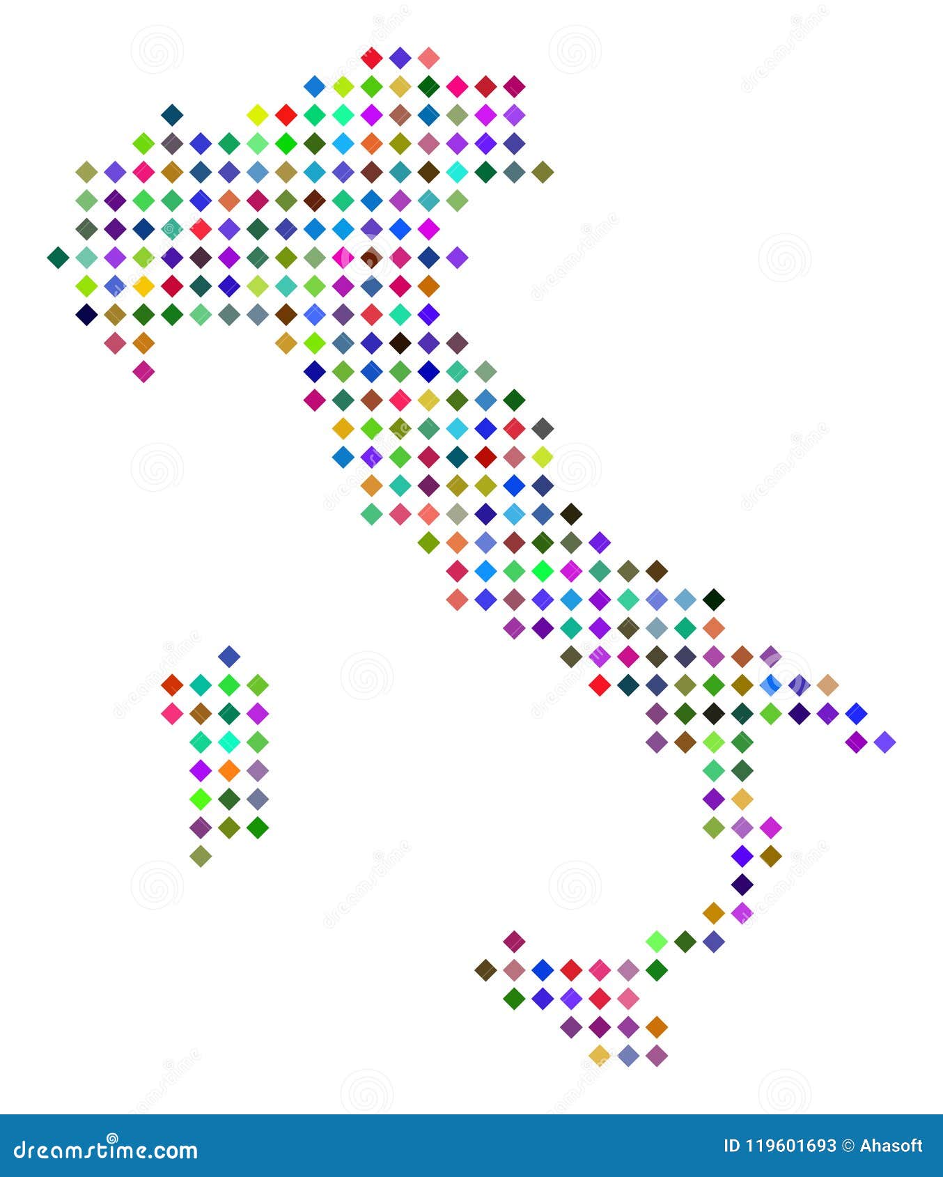 Multi Colored Dotted Italy Map Stock Vector - Illustration of ...