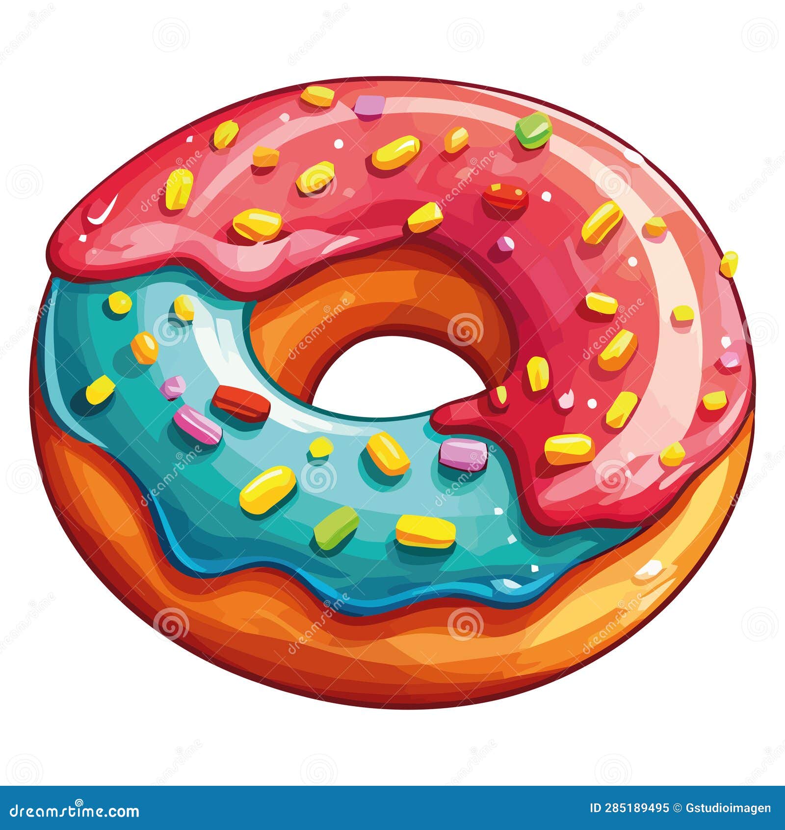 Multi colored doughnut stock vector. Illustration of white - 285189495
