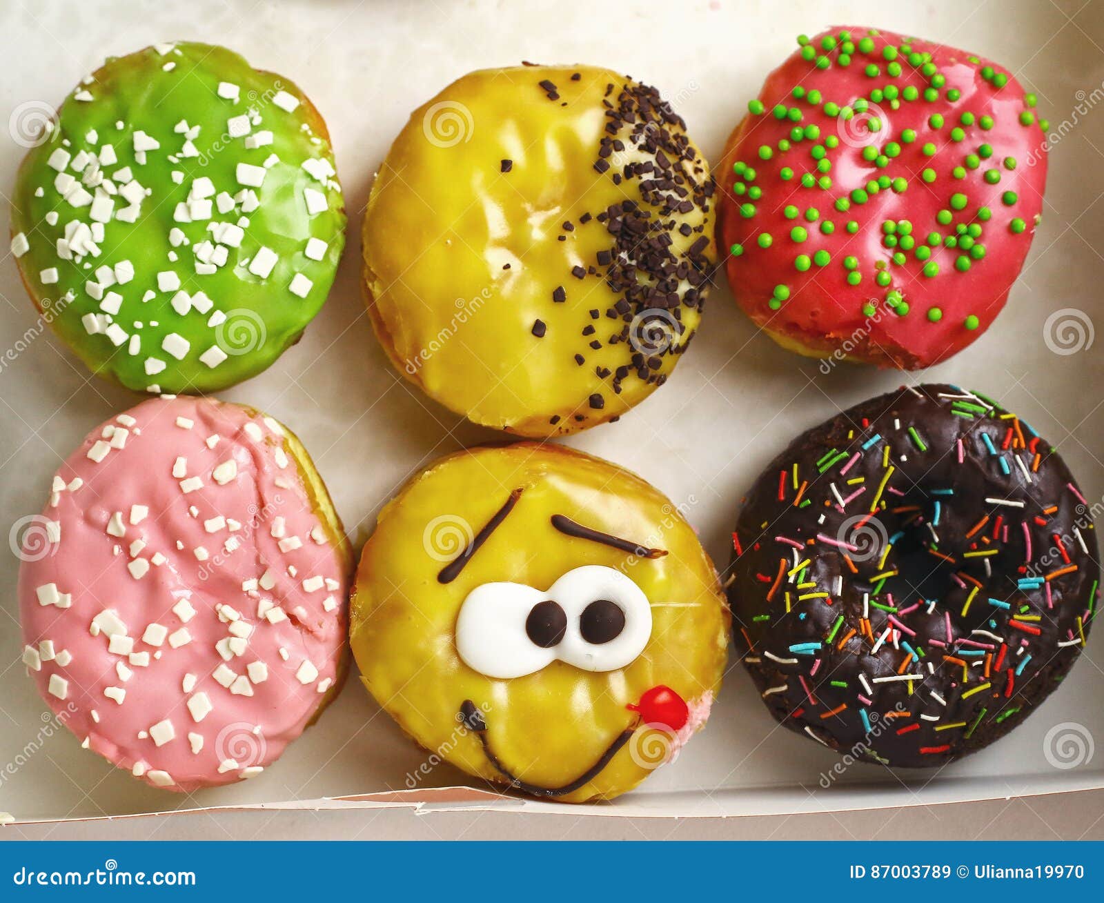Multi Colored Doughnuts in Box Stock Image - Image of delicious, glazed ...