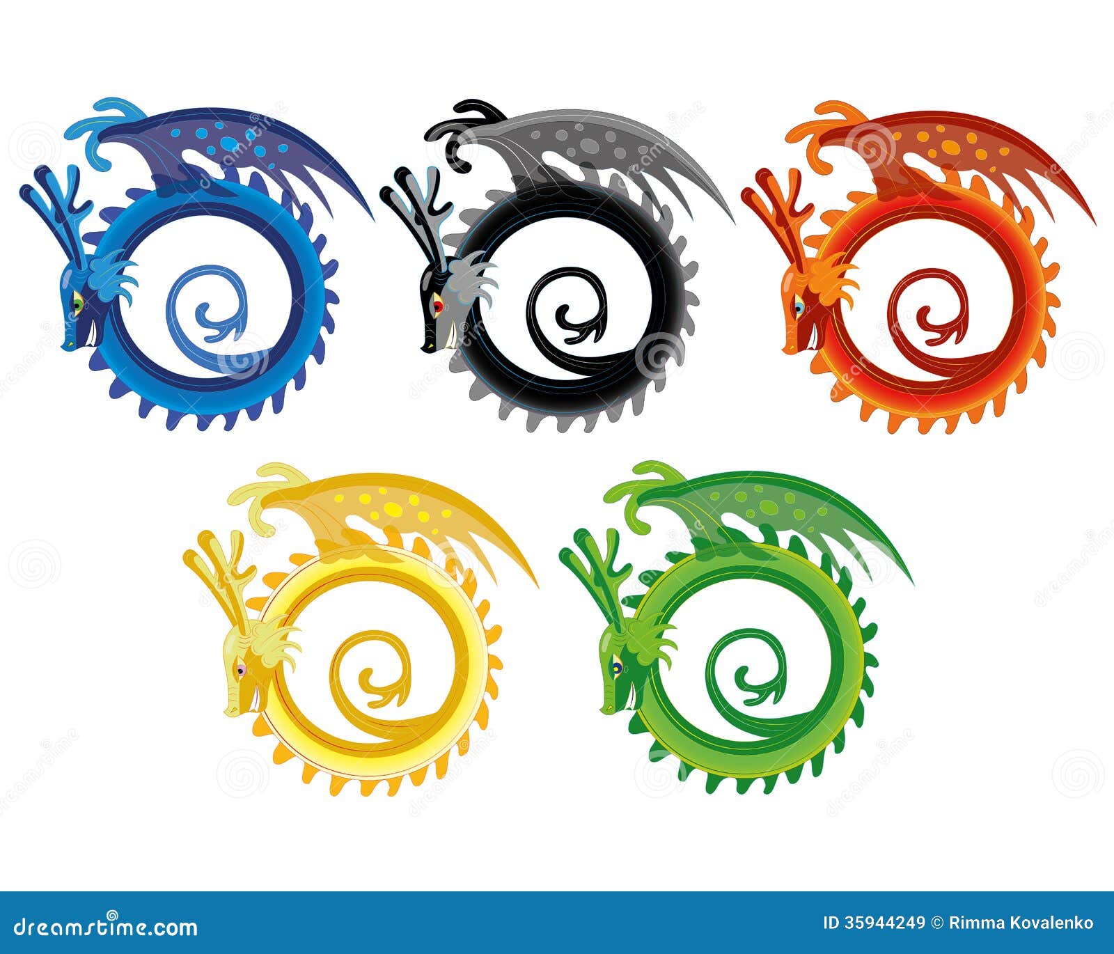 Multi-colored Dragons of a Ring. Stock Vector - Illustration of ...