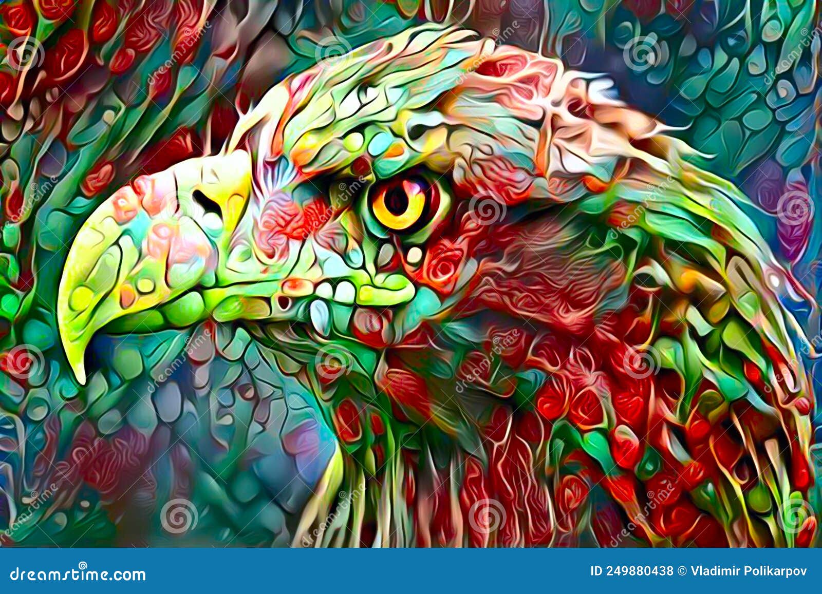 Multi-colored Drawing of the Head of an Eagle. Bird of Prey Image Stock ...