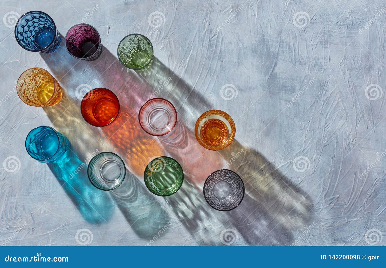 Multi-colored Drinking Glasses Stock Photo - Image of backgrounds, food ...
