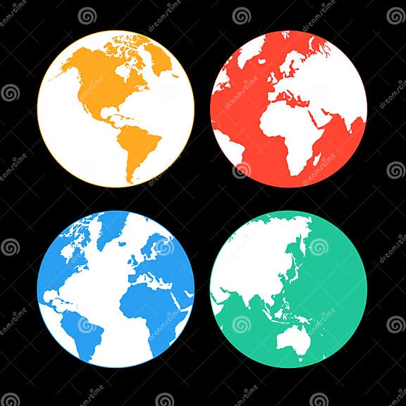 Multi-colored Earth Continents Stock Vector - Illustration of element ...