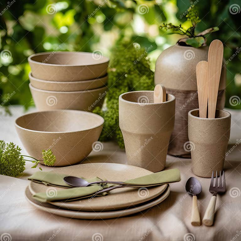 Multi-colored Earthenware, Decorative Plate Set for Food. Eco-friendly ...