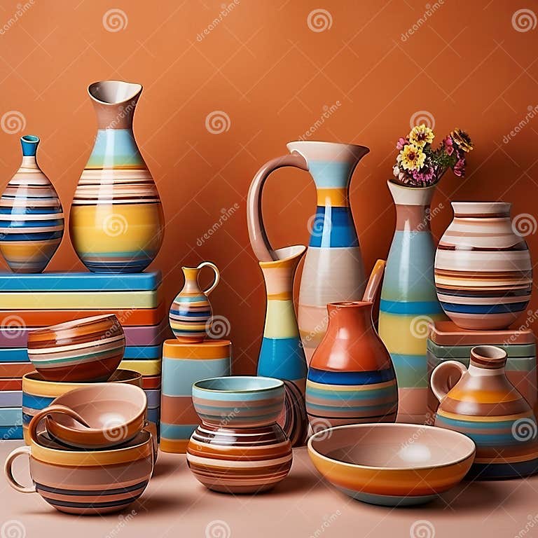 Multi-colored Earthenware, Decorative Plate Set for Food. Eco-friendly ...