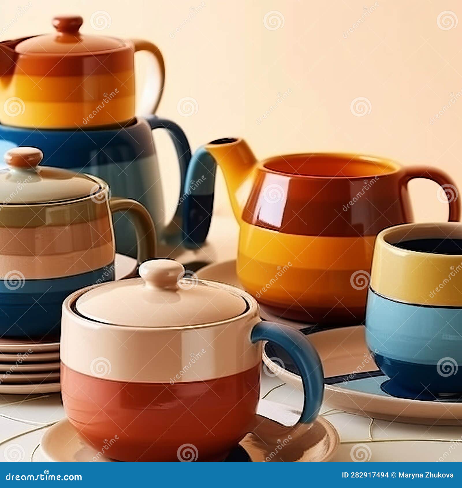 Multi-colored Earthenware, Decorative Plate Set for Food. Eco-friendly ...