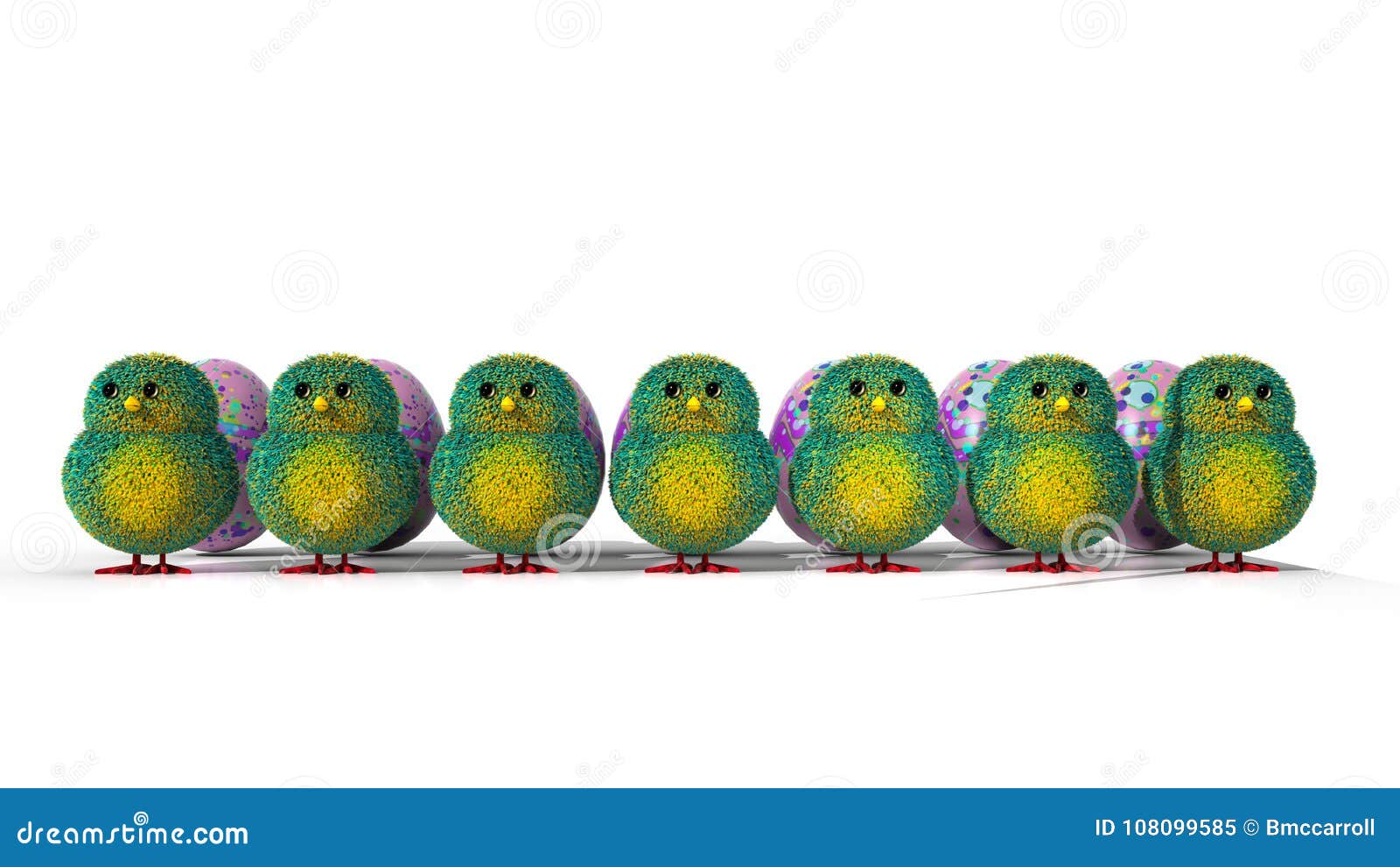 Multi-colored Easter Chicks in a Row Stock Illustration - Illustration ...