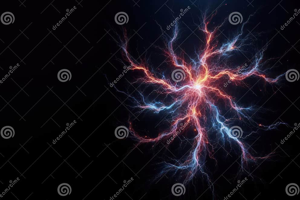 Multi-colored Electrical Discharges. Abstraction. Space for Text. Stock ...