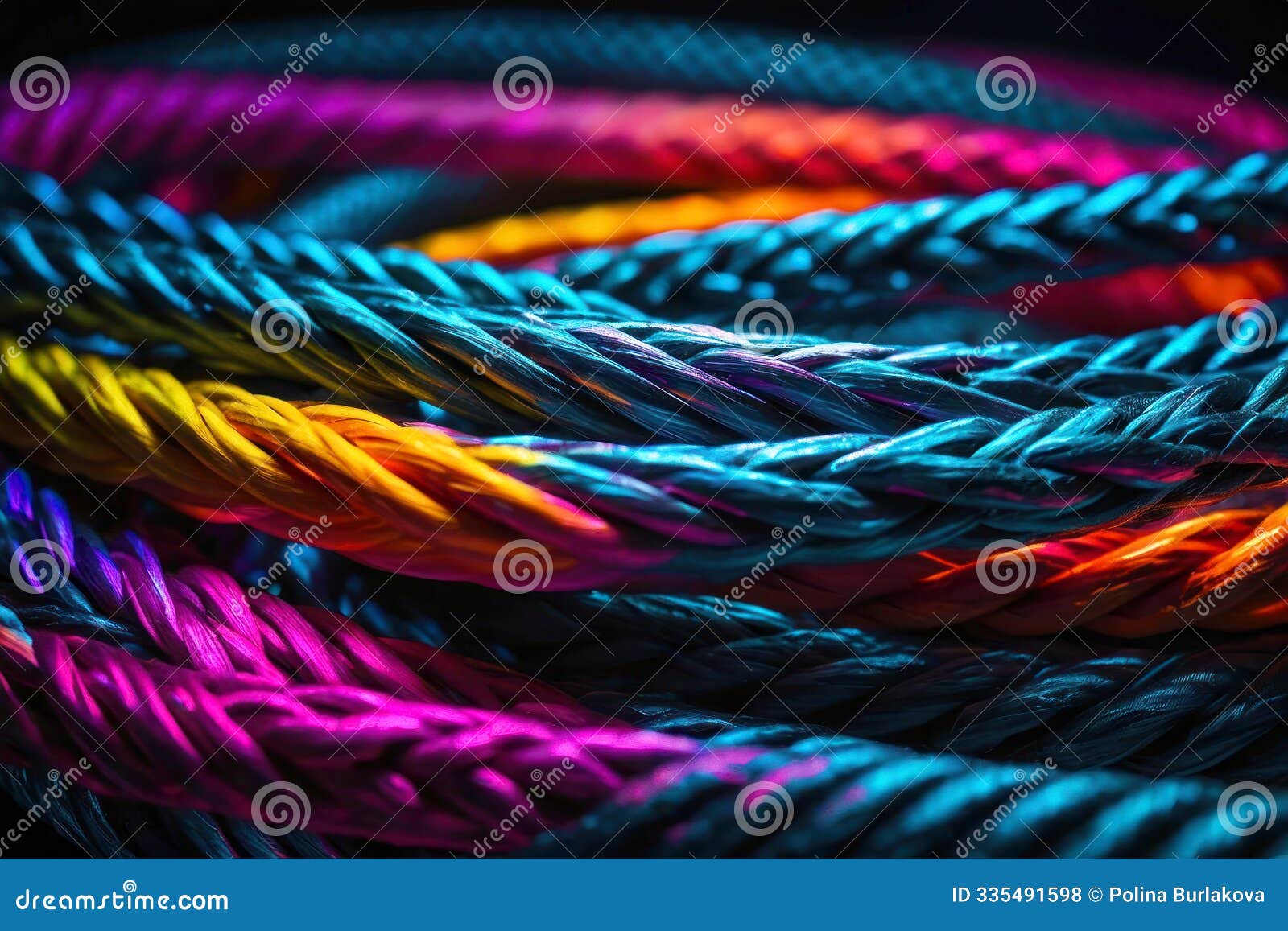 Multi-colored Electrical Wires, Neon Highlights, Chrome Surface. Banner ...