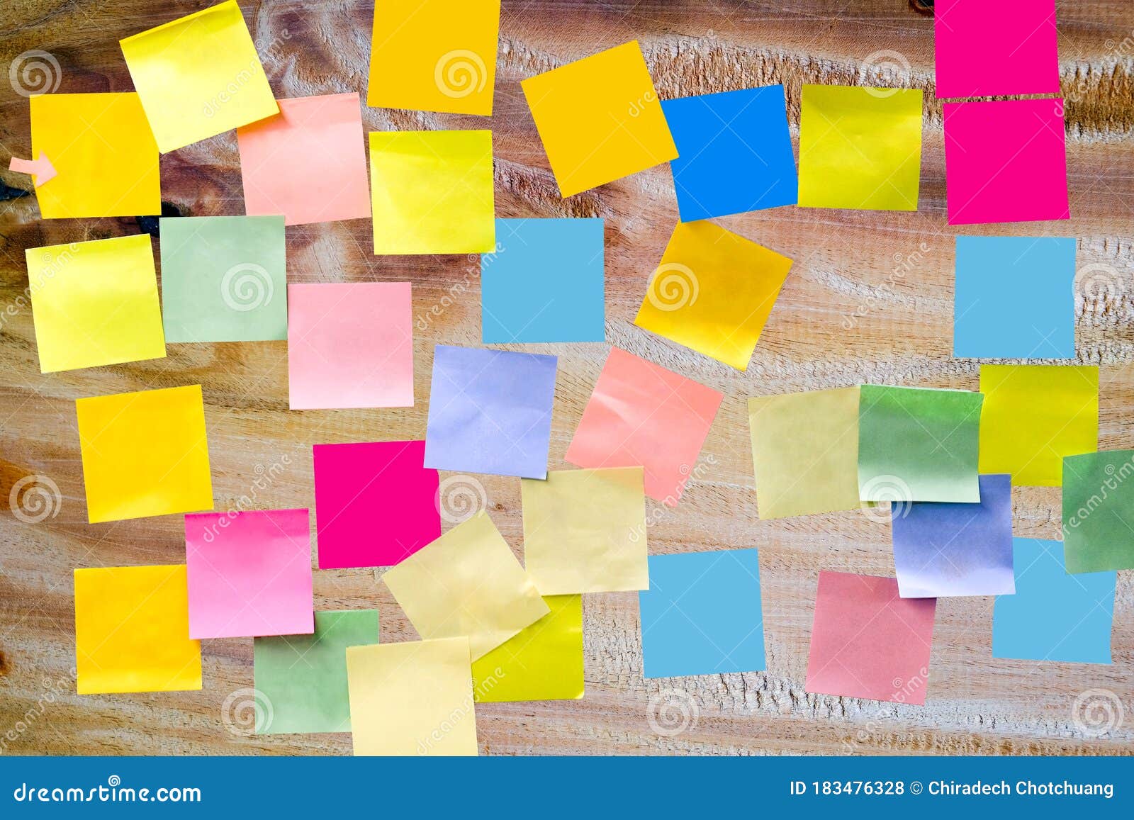 Multi-colored Empty Paper Note Sticky on Wooden Board Stock Photo ...