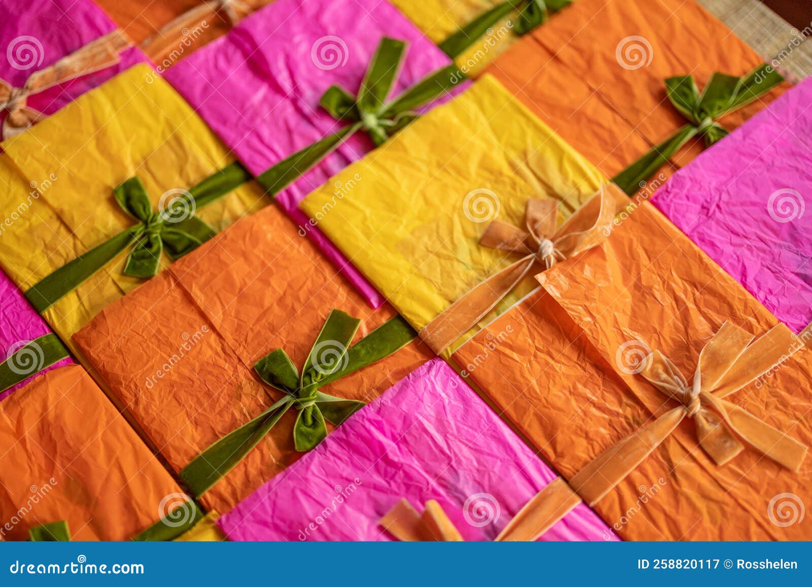 Multi-colored Envelopes Decorated with Ribbons and Bows Stacked ...