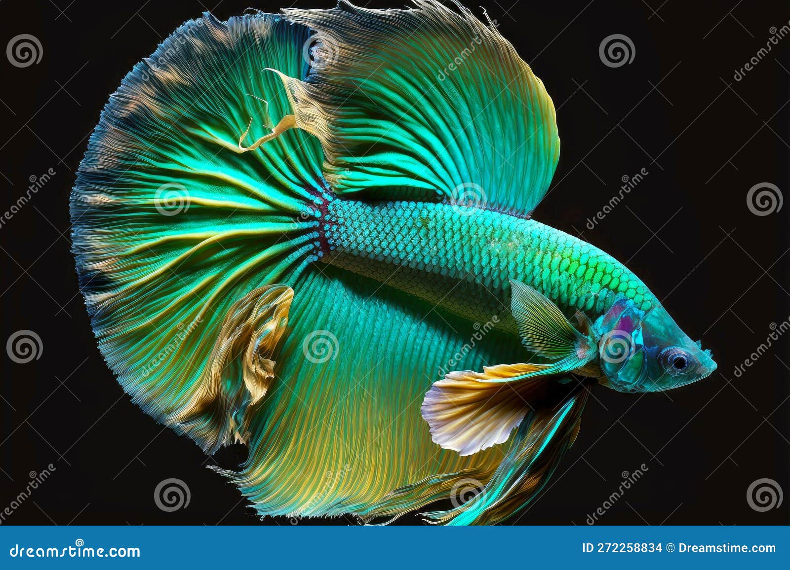 Multi-colored Exotic Betta Fish with Blue Green Scales Stock Photo ...