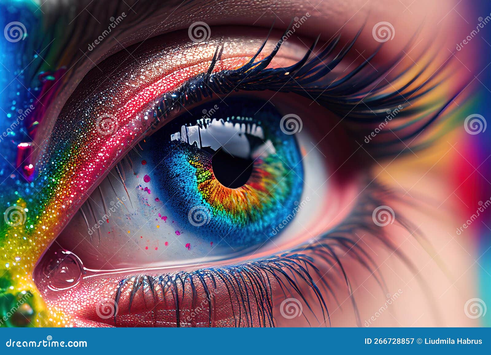 Multi-colored Eye Close-up Drawing. Generative AI Stock Illustration ...