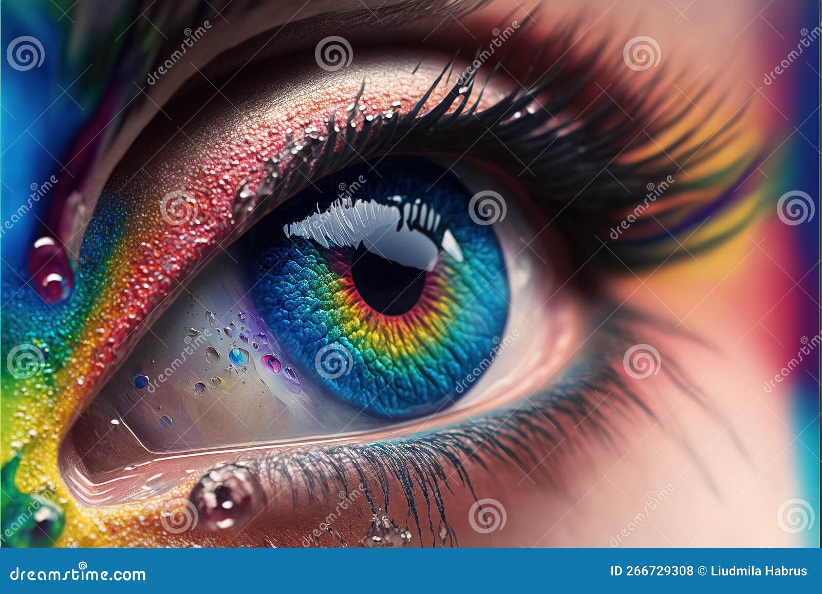 Multi-colored Eye Close-up Drawing. Generative AI Stock Illustration ...
