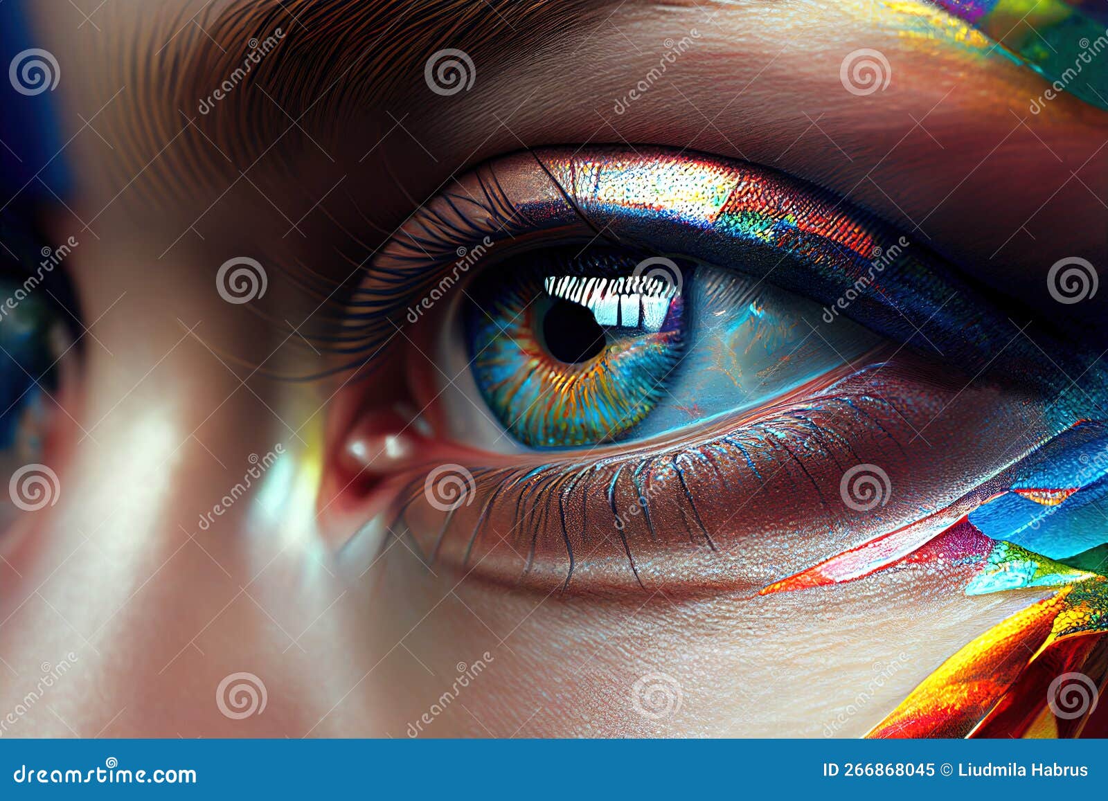 Multi-colored Eye Close-up Drawing. Generative AI Stock Illustration ...
