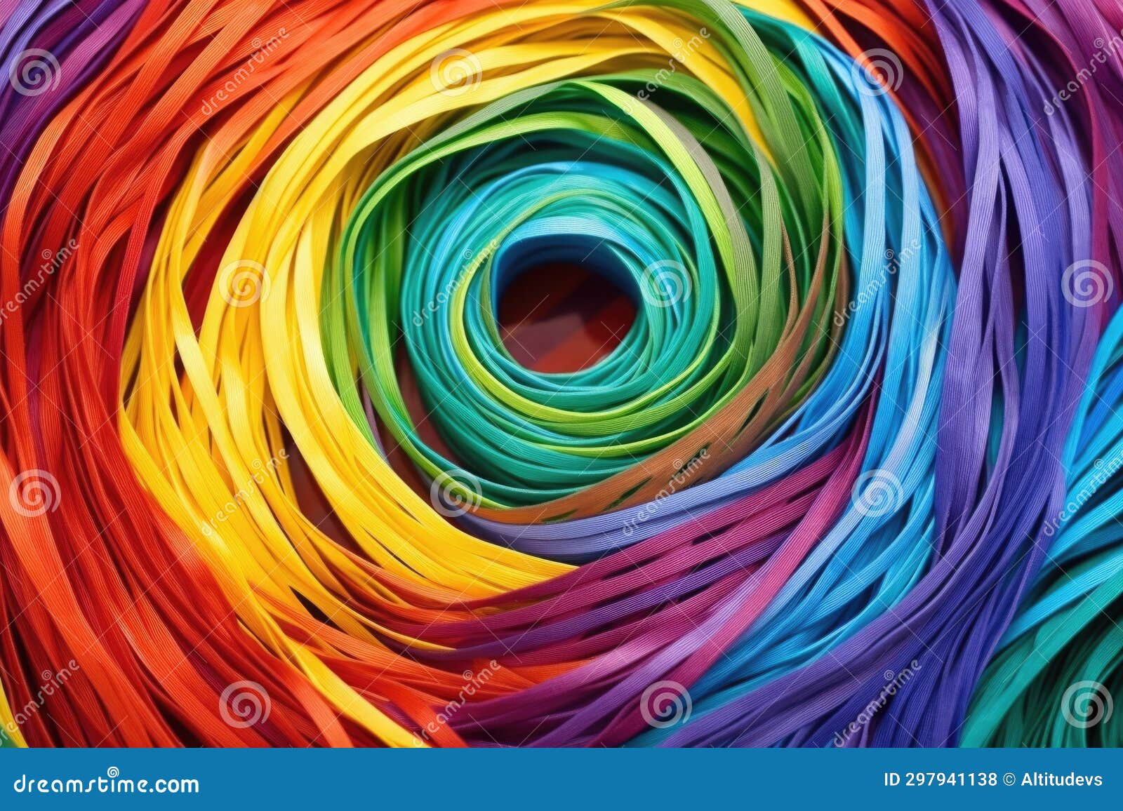 Multi-colored Fabric Threads Intertwined To Create a Rainbow Pattern ...
