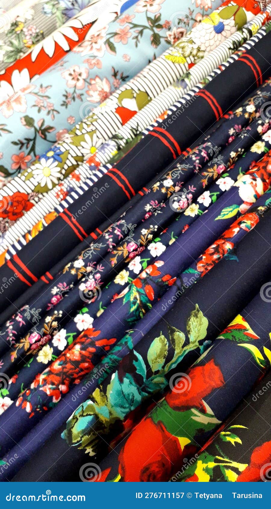 Multi-colored Fabrics on Display. Drapery. Textile Stock Image - Image ...