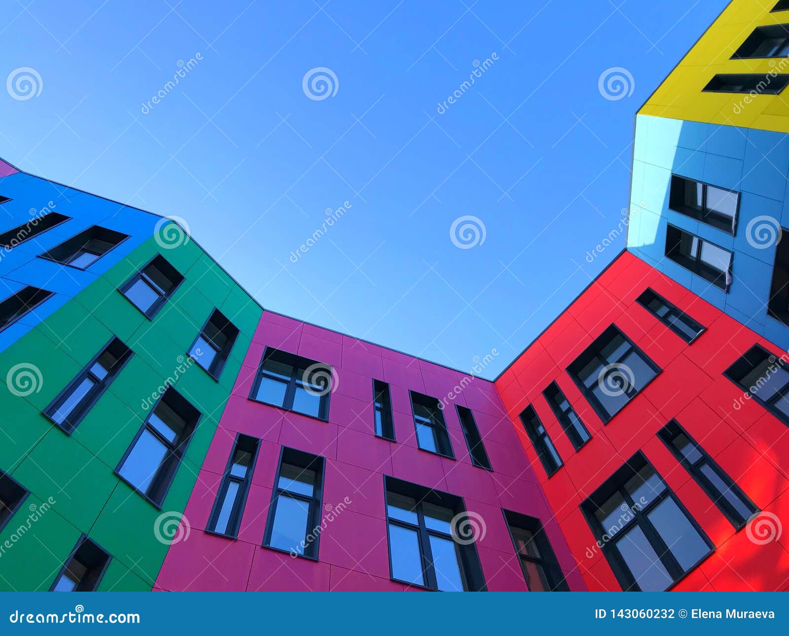 Multi-colored Facades of a Modern Building. Stock Photo - Image of ...