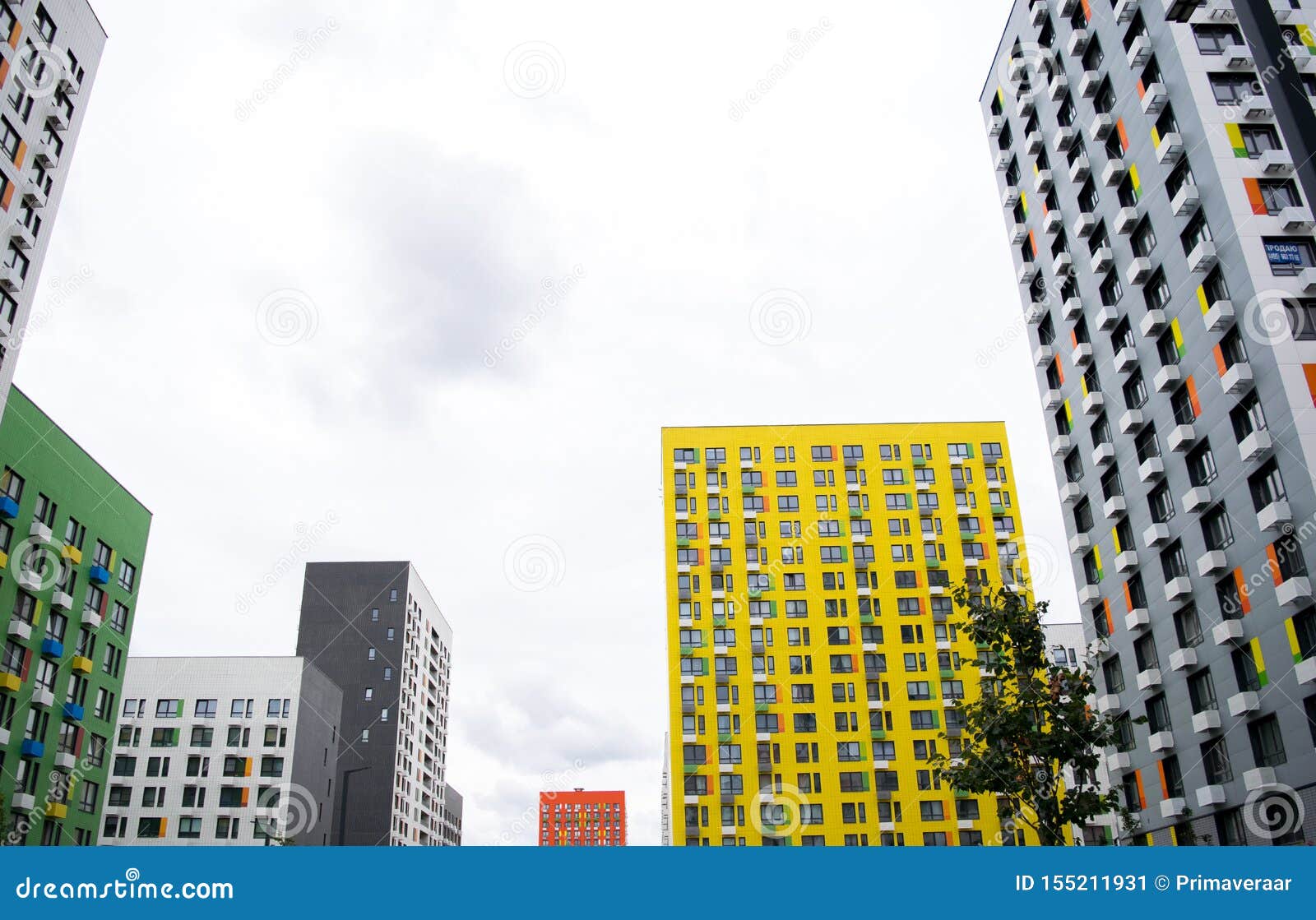 Multi-colored Facades of Modern Residential Buildings in Moscow Stock ...