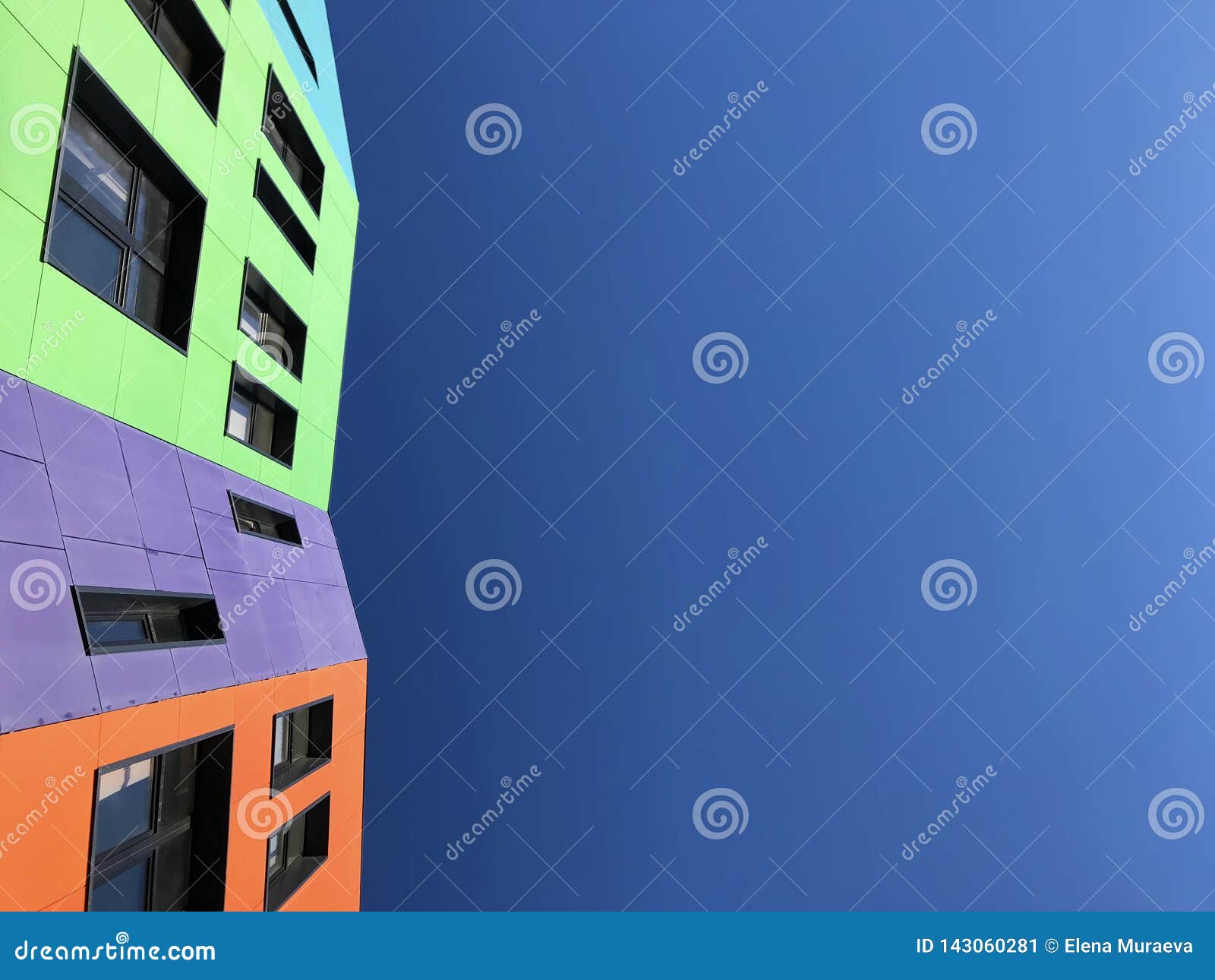 Multi-colored Facades of the School. Stock Image - Image of lines ...