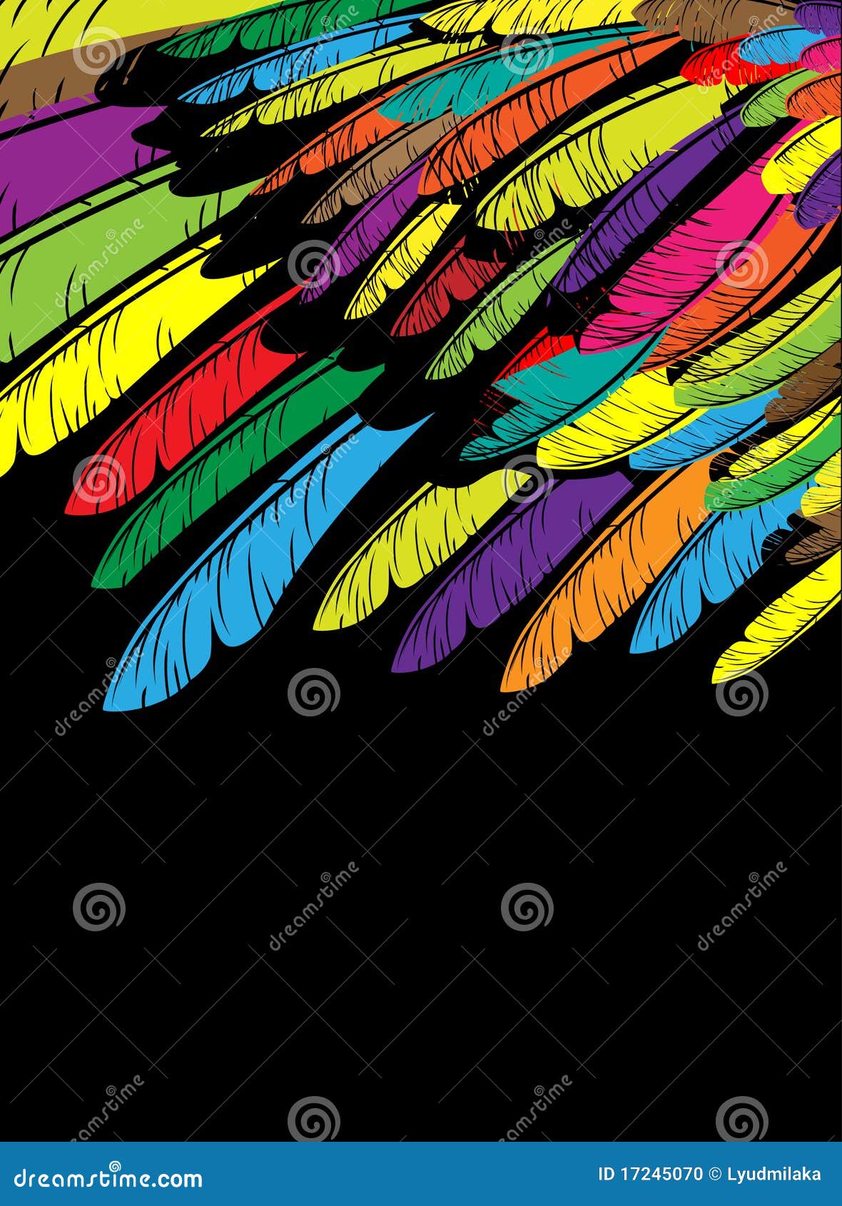Multi-colored feathers a stock vector. Illustration of decor - 17245070