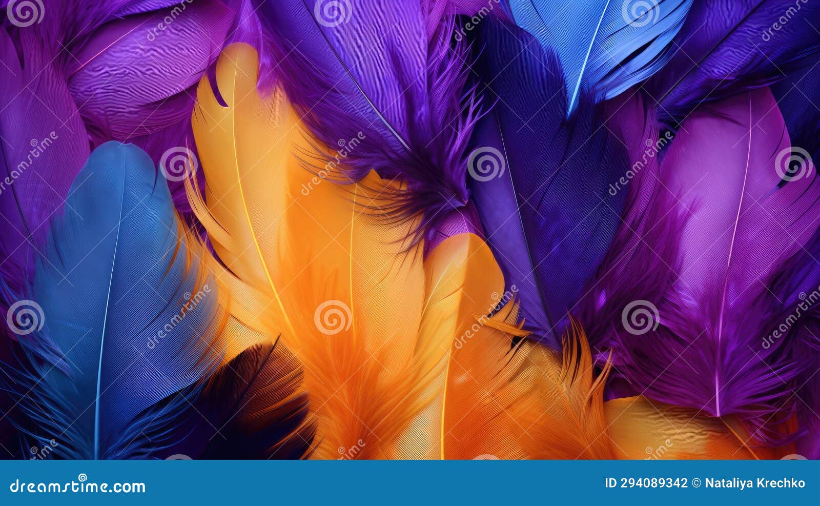 Multi Colored Feathers. Closeup Rainbow Feather. Background Texture ...