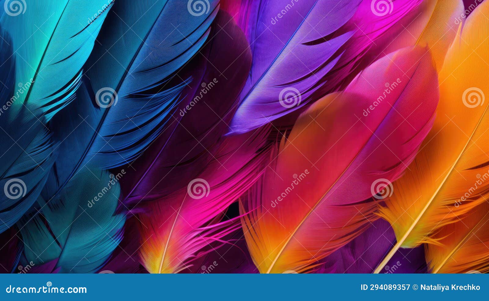 Multi Colored Feathers. Closeup Rainbow Feather. Background Texture ...