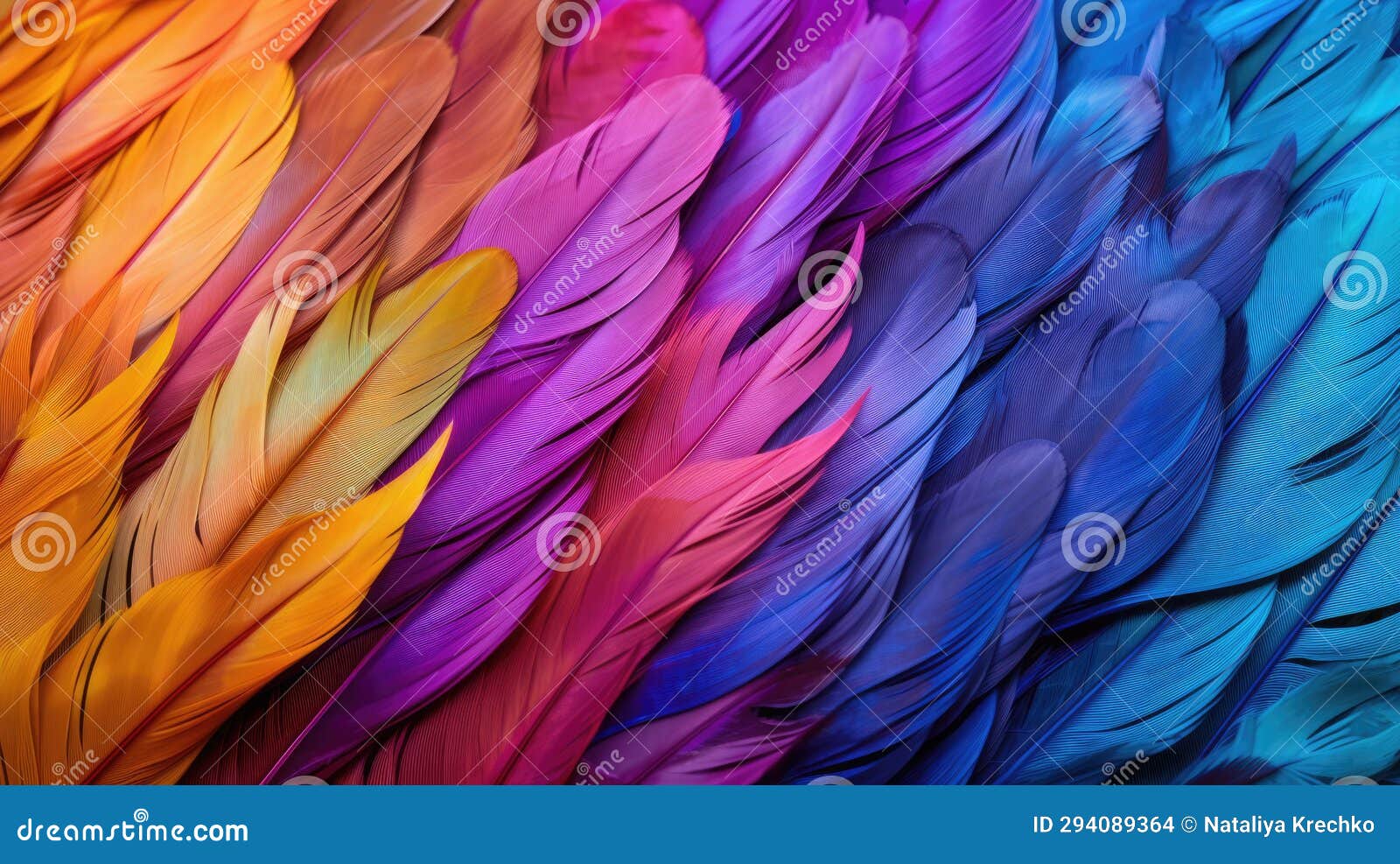 Multi Colored Feathers. Closeup Rainbow Feather. Background Texture ...