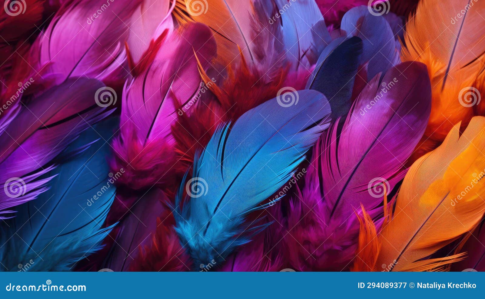 Multi Colored Feathers. Closeup Rainbow Feather. Background Texture ...