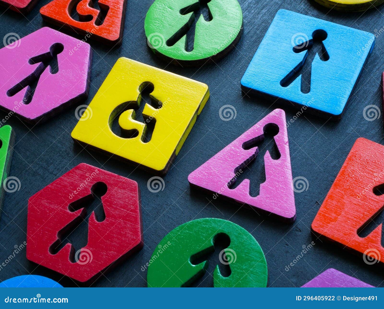 Multi-colored Figures and Disabled Person Sign. Stock Photo - Image of ...