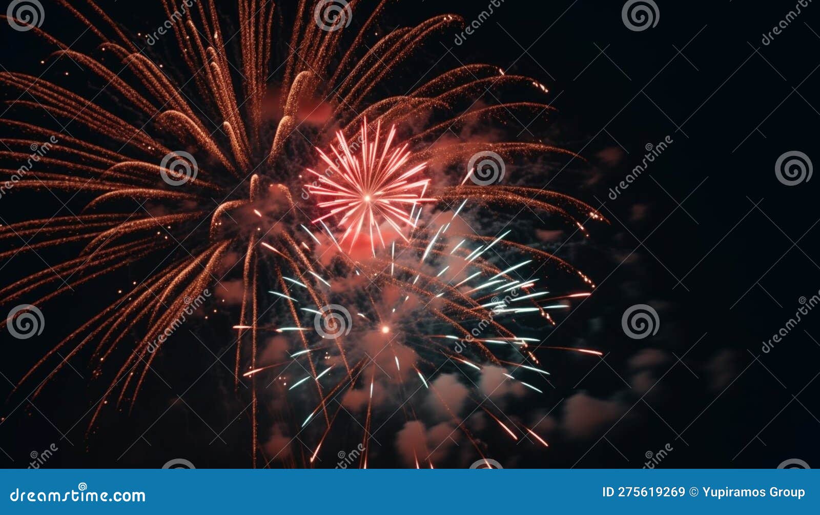 Multi Colored Fireworks Exploding in the Dark Night Generated by AI ...