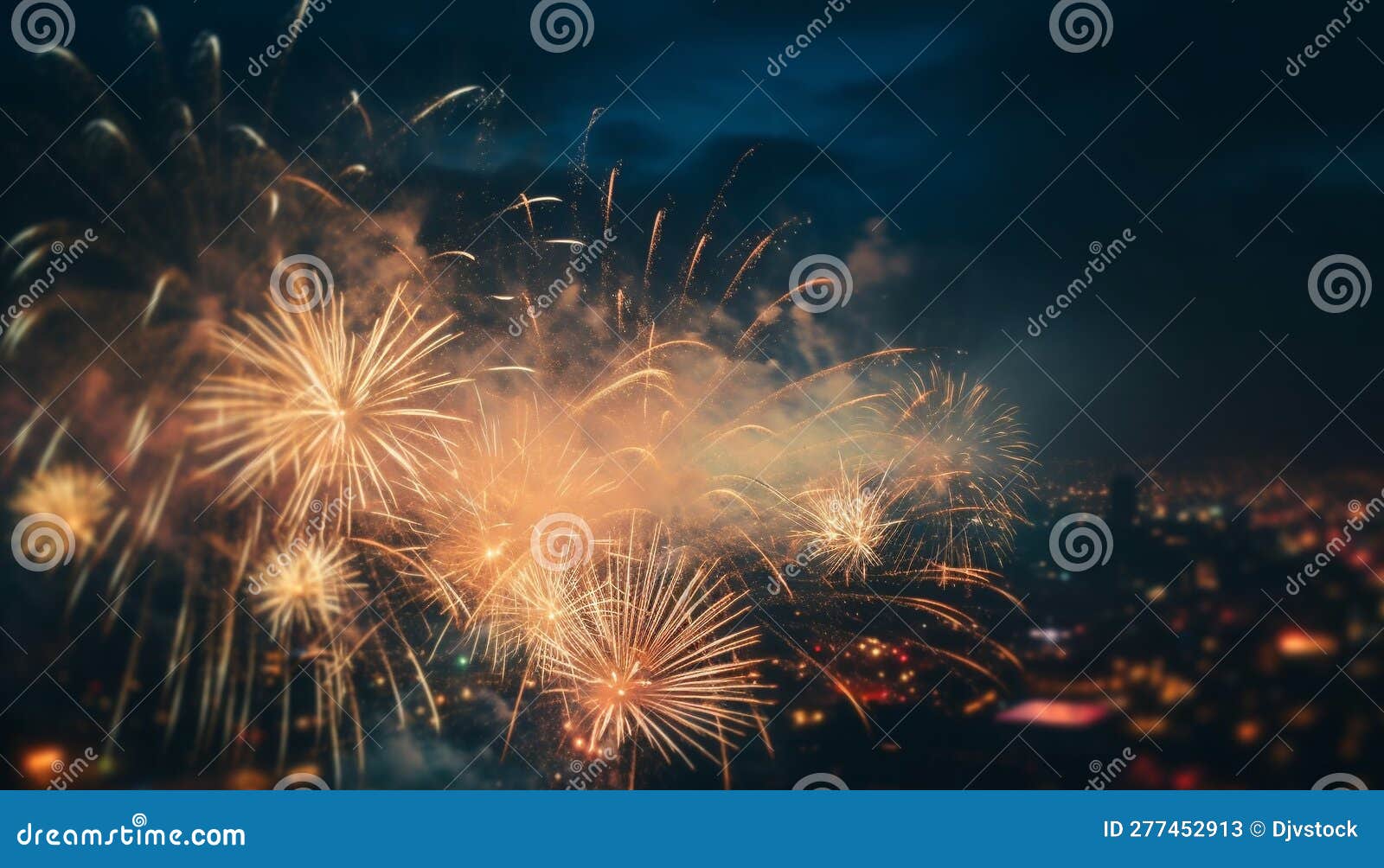 Multi Colored Fireworks Exploding, Illuminating the Night Sky Generated ...