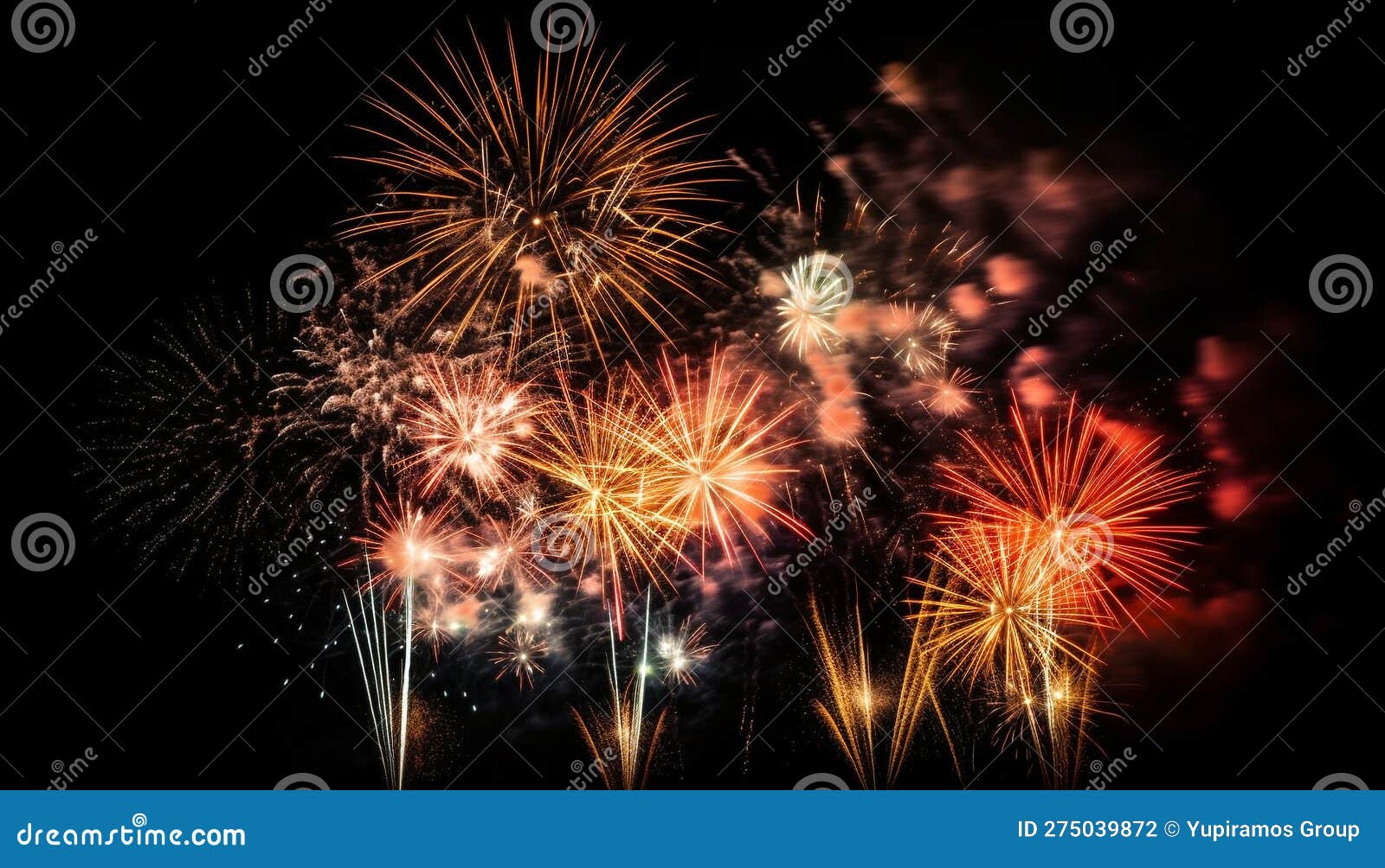 Multi Colored Fireworks Exploding in Vibrant Celebration Generated by ...