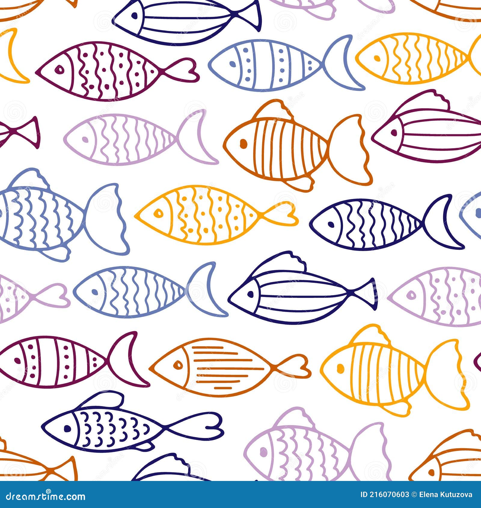Multi-colored Fish Seamless Pattern. Absrtact Fish Icon Backgroung ...