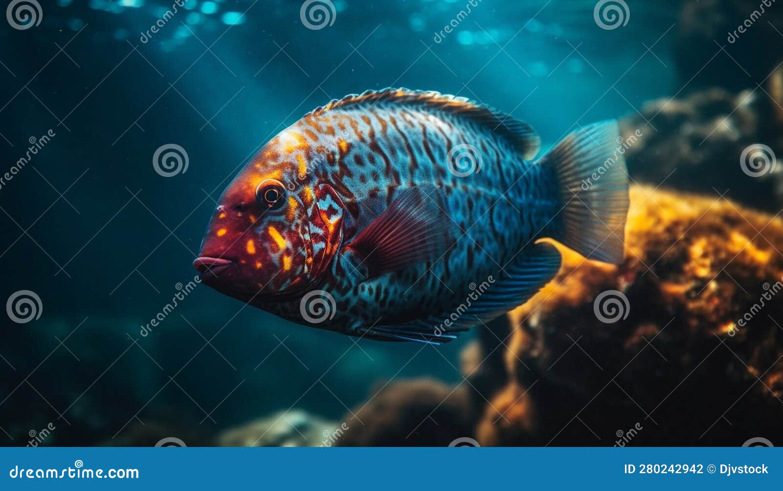 Multi Colored Fish Swim in Tranquil Underwater Reef, Showcasing Natural ...