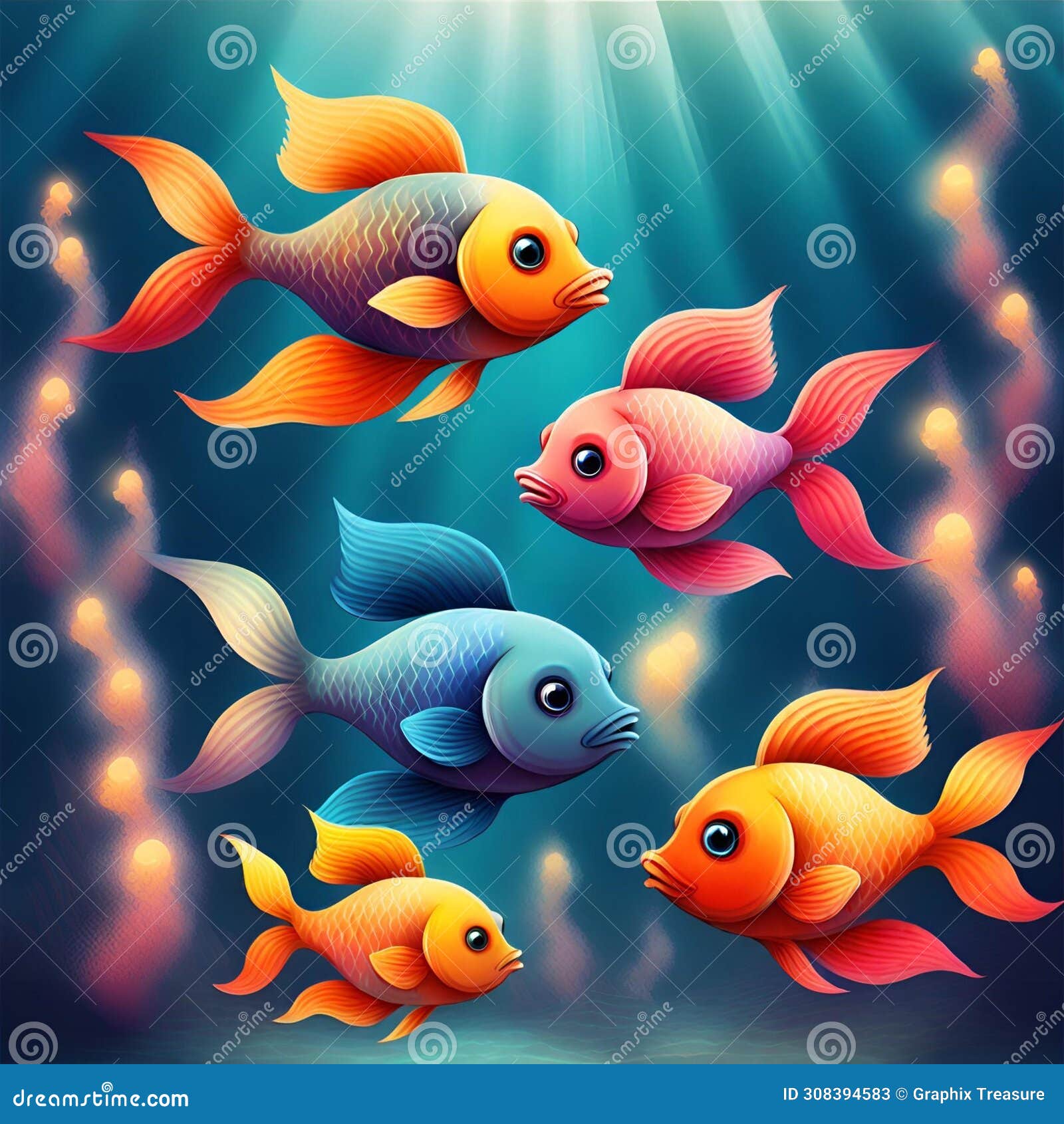 Swimming With Multi Ed Reef Fish Below Sea Generated By AI Stock ...