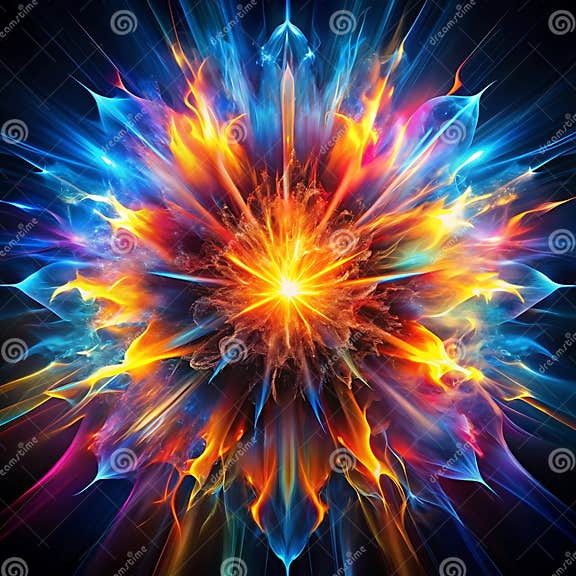 Multi Colored Flame Abstract Black Background Stock Image - Image of ...