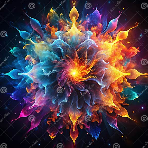 Multi Colored Flame Abstract Black Background Stock Image - Image of ...