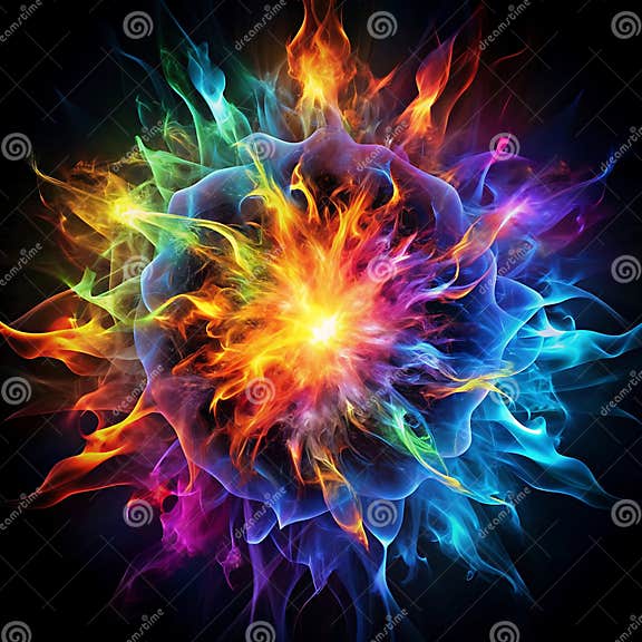 Multi Colored Flame Abstract Black Background Stock Image - Image of ...