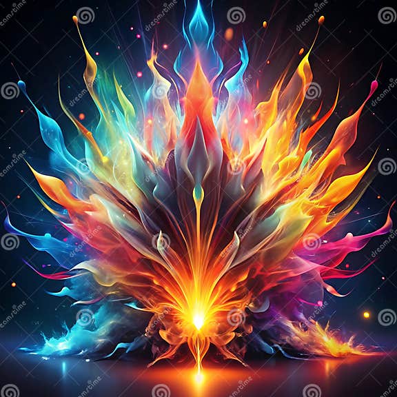Multi Colored Flame Abstract Black Background Stock Photo - Image of ...