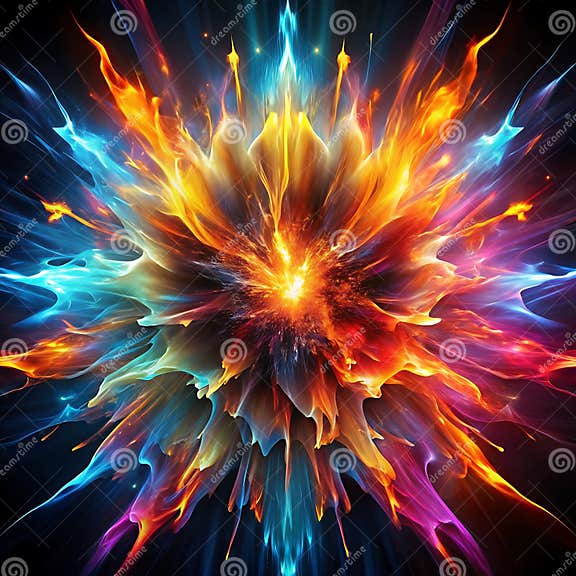 Multi Colored Flame Abstract Black Background Stock Image - Image of ...
