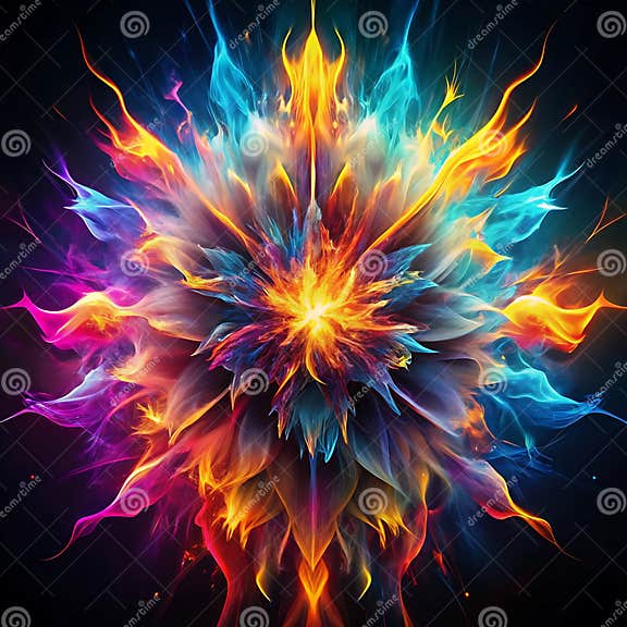Multi Colored Flame Abstract Black Background Stock Photo - Image of ...