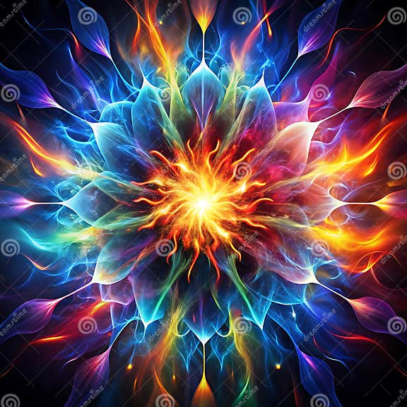 Multi Colored Flame Abstract Black Background Stock Photo - Image of ...