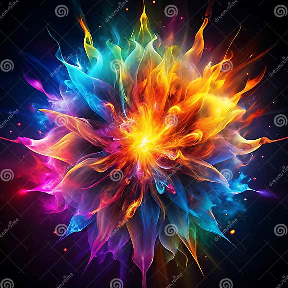 Multi Colored Flame Abstract Black Background Stock Image - Image of ...