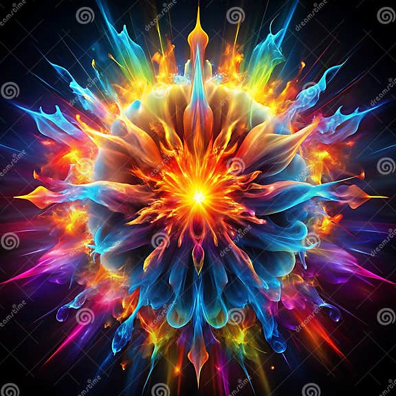 Multi Colored Flame Abstract Black Background Stock Photo - Image of ...