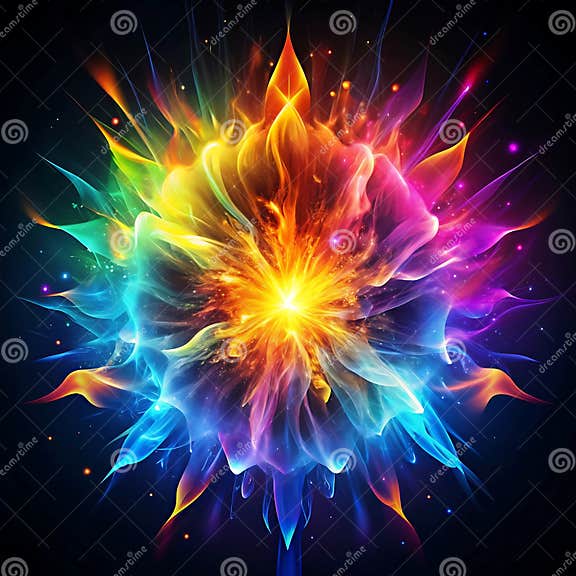 Multi Colored Flame Abstract Black Background Stock Photo - Image of ...